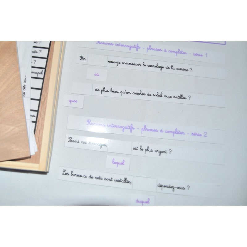 Pronoms interrogatifs - phrases à compléter